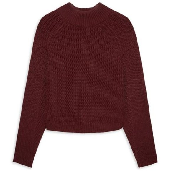 Primark | Sweaters | Primark Burgundy Red Mock Turtleneck Chunky Knit ...